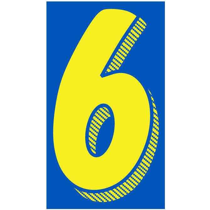 Window Sticker - 11 1/2" Blue/Yellow #6 - Qty. 12 – Tucker Industries