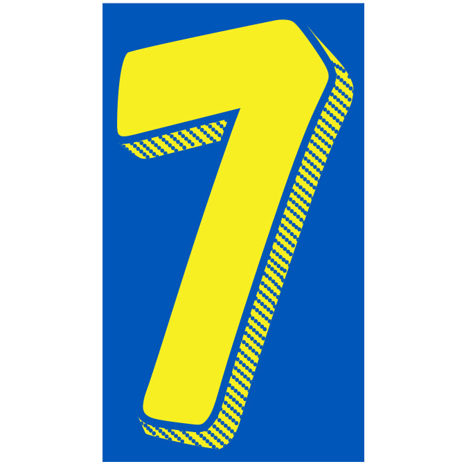 Window Sticker - 11 1/2" Blue/Yellow #7 - Qty. 12 – Tucker Industries