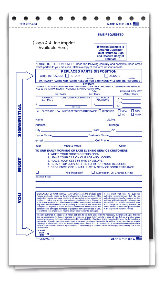 2 Part Night Drop Envelope (State) - NDE-2 PART- IMPRINTED - Qty. 1 ea ...